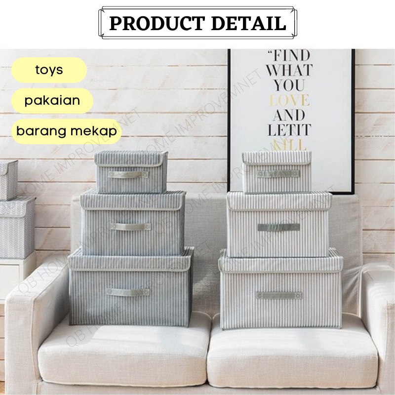 Large Capacity Foldable Storage Box Non-Woven Portable With Cover Kotak ...