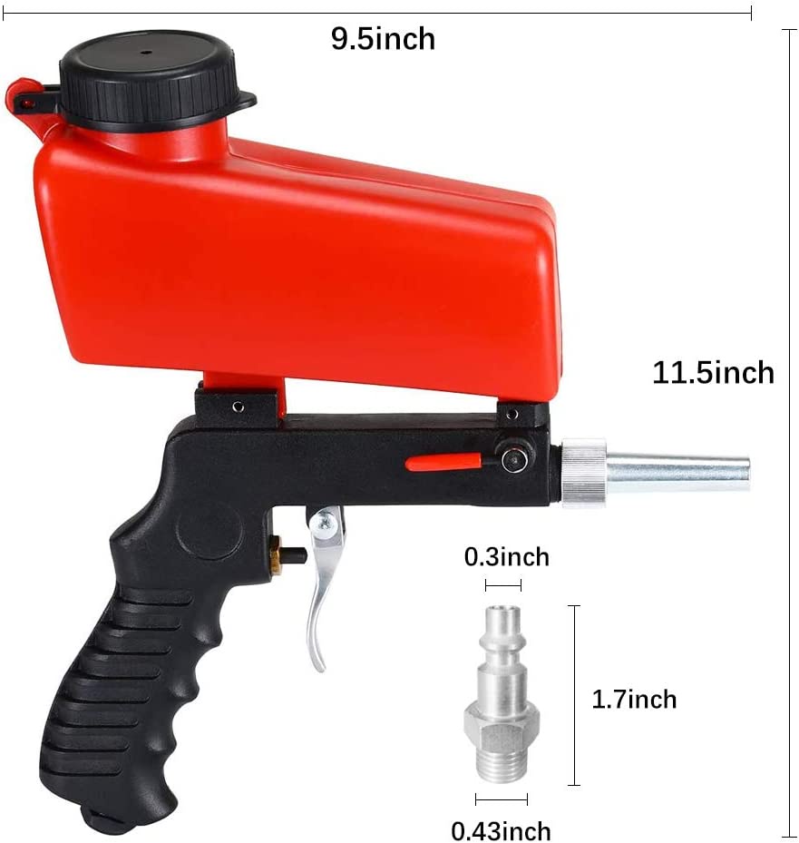 Portable Gravity Sandblasting Gun 90 psi Pneumatic Mini Aerodynamic ...