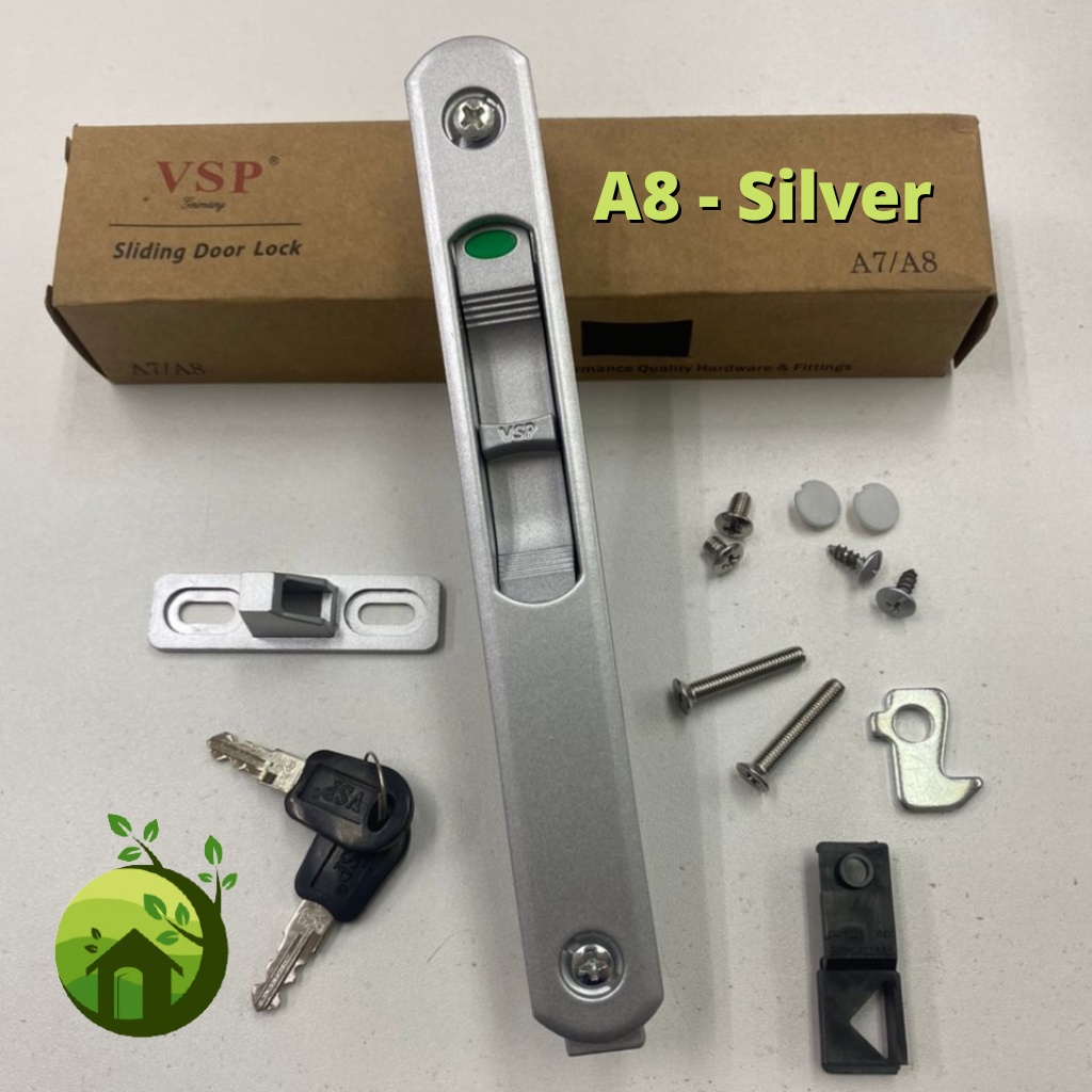 Aluminium Sliding Door Lockset with Key A8 A6 25mm Kunci Pintu Sliding ...