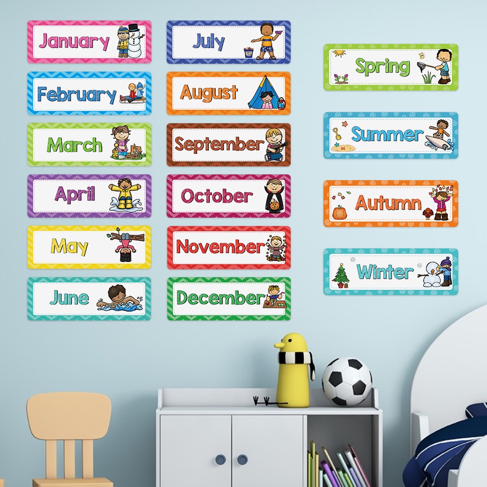 Children's Month & Season Cognitive Cards English Flashcards Kids ...