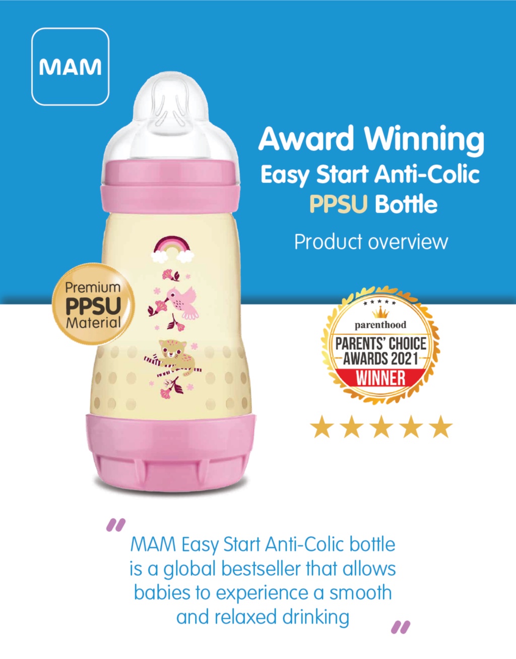 Mam Botol Susu Anti Colic PPSU Feeding Bottle 160ml / 260ml - 1 Unit ...