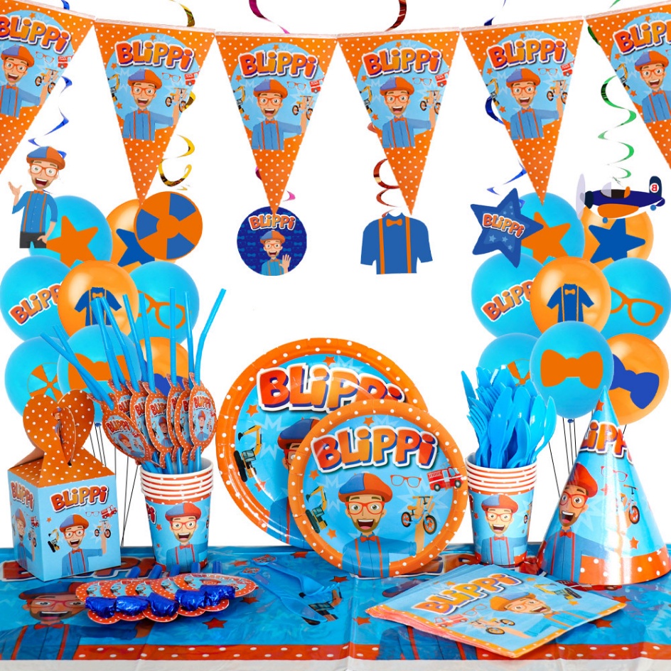 Blippi Theme Birthday Party Decorative Tableware Paper Plate Cup ...