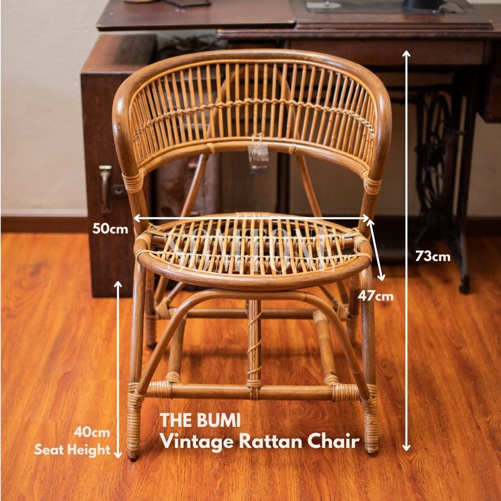 The Bumi - Vintage Rattan Chair, Semi-high Back Rest Design Relax Chair ...