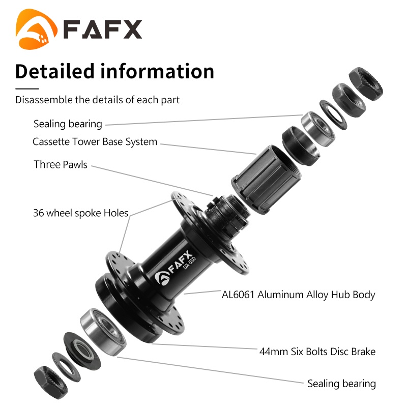 FAFX Sealed Bearing Bicycle Hub 32/36 Hole Disc Brake 7/8/9/10/11 Speed Front Rear Hubs MTB Bike ...