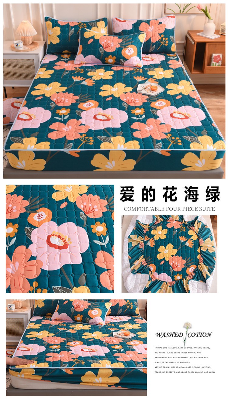 Bedding Set Queen/King Fitted Bedsheet With Cotton Anti Slip Mattress ...