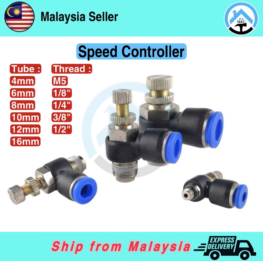 SL Pneumatic Flow Control Elbow Type Air Fitting Speed Controller (SL04 ...
