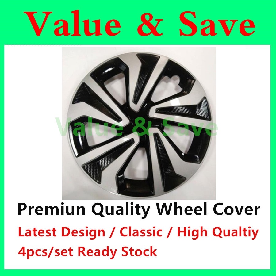Wheel Cover 13 Inch Tayar Rim Hubcap Set of 4 Penutup Roda Silver Black ...