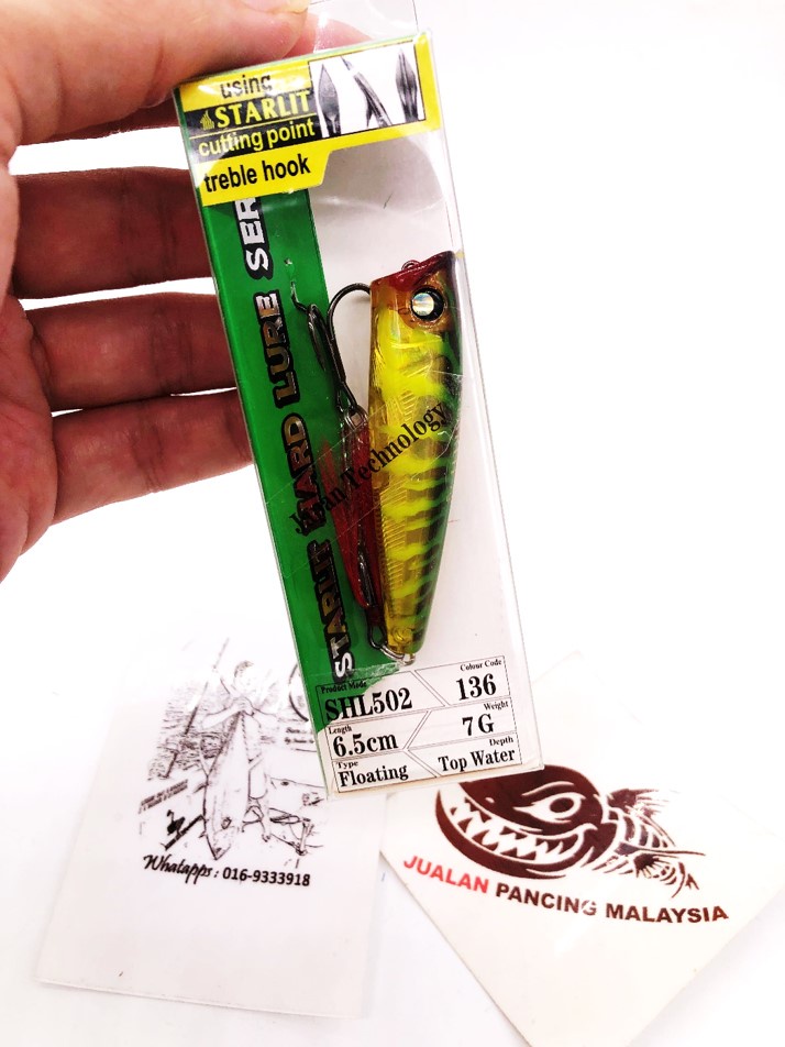 Starlit Popper 3DS SHL502 6.5cm / 7g / Floating / Top water Lure 4D ...