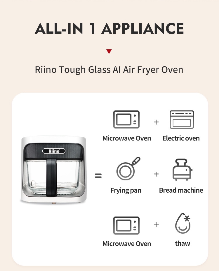 Riino Tough Glass AI Air Fryer Oven HD 5.0L - GMAF01 | Shopee Malaysia