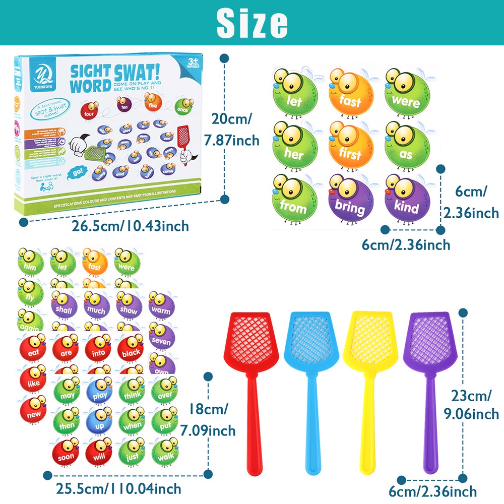 Sight Words Swat Word Cards Kids English Learning Phonics Enlightenment ...