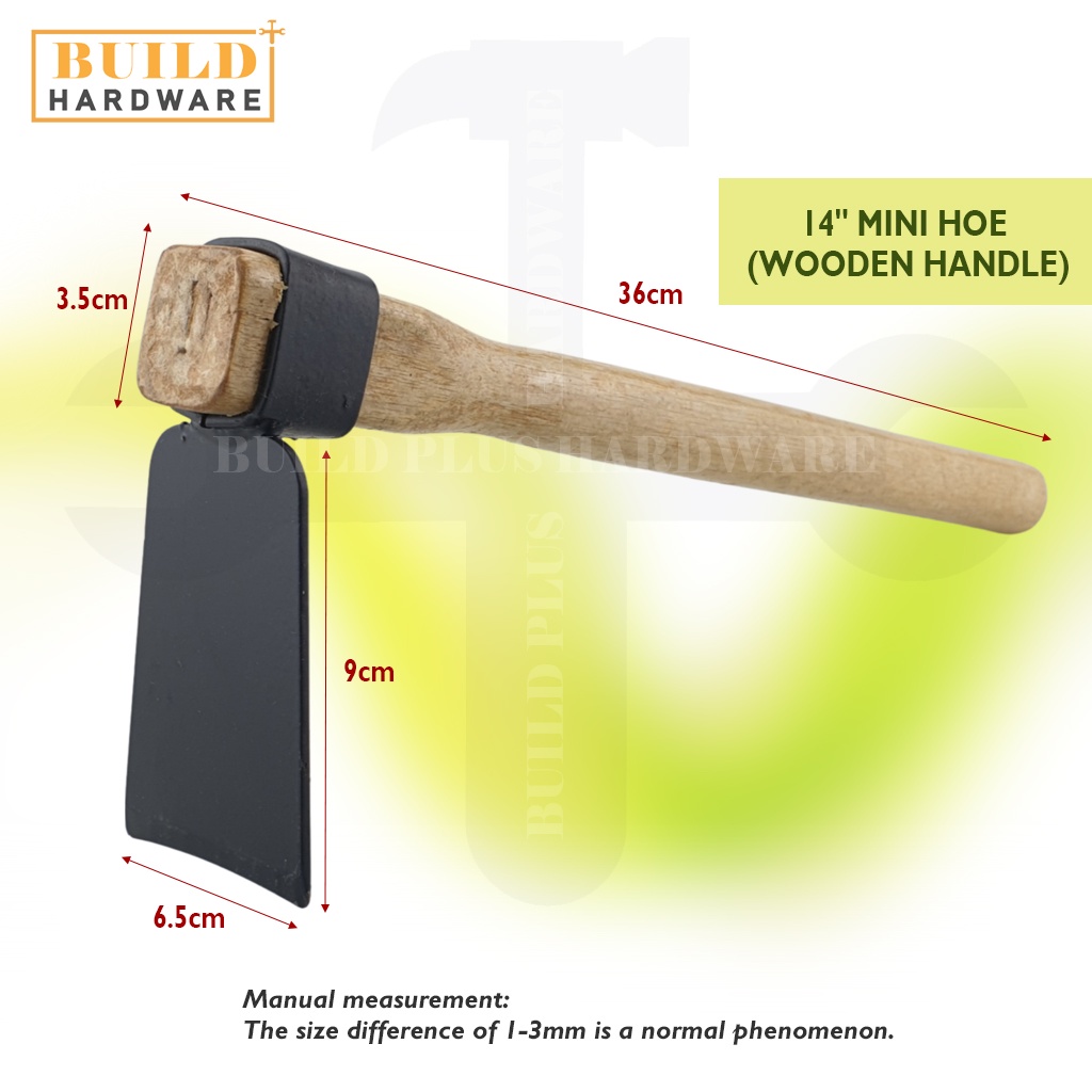14"/15" One Way / Two Way Mini Hoe & Rake Wooden Handle Steel Handle ...