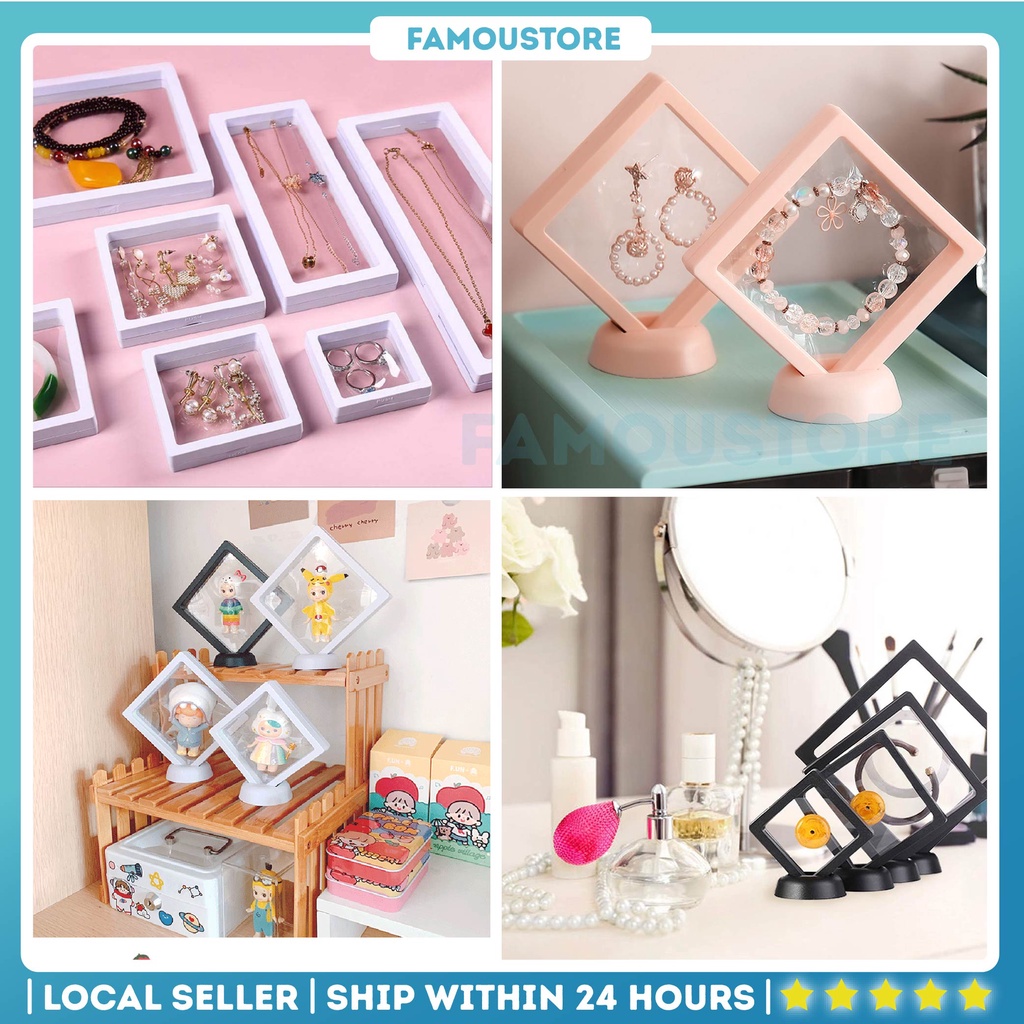 3D Jewellery Box Suspension Dustproof Transparent Jewelry Storage Box ...