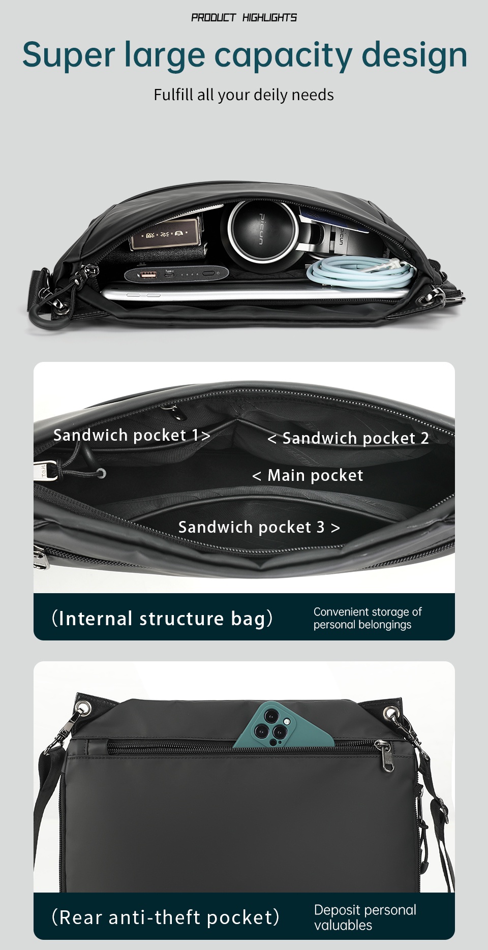 Tigernu 8359 Cool Fashion Messenger Bag Expandable Shoulder Bag ...