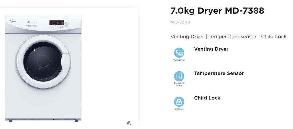 【FREE SHIPPING】 Midea Clothes Dryer 7KG MD-7388/Haier HDV70A1/Faraday ...