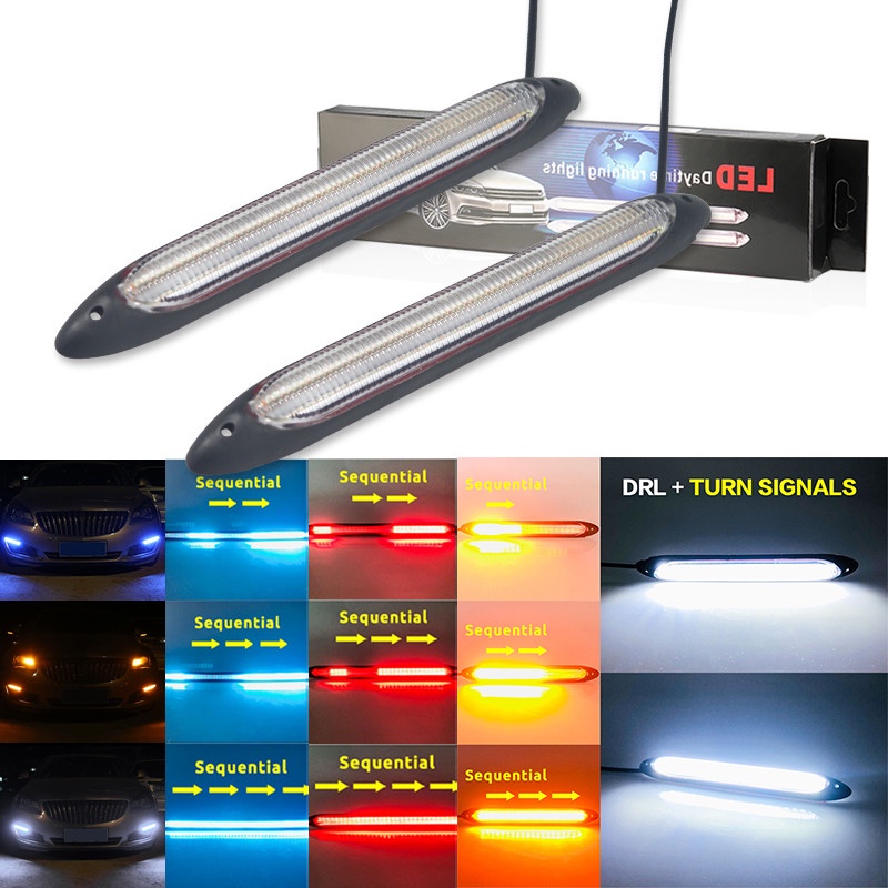 Universal Car DRL LED Daytime Running Light Auto Headlight Strip Flow ...