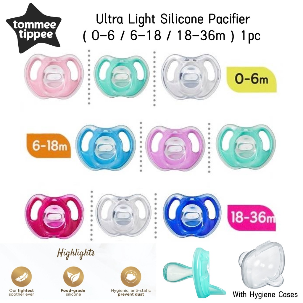 Tommee Tippee Ultra Light Soothers ( 0-6 / 6-18 / 18-36 Months ) Soft ...