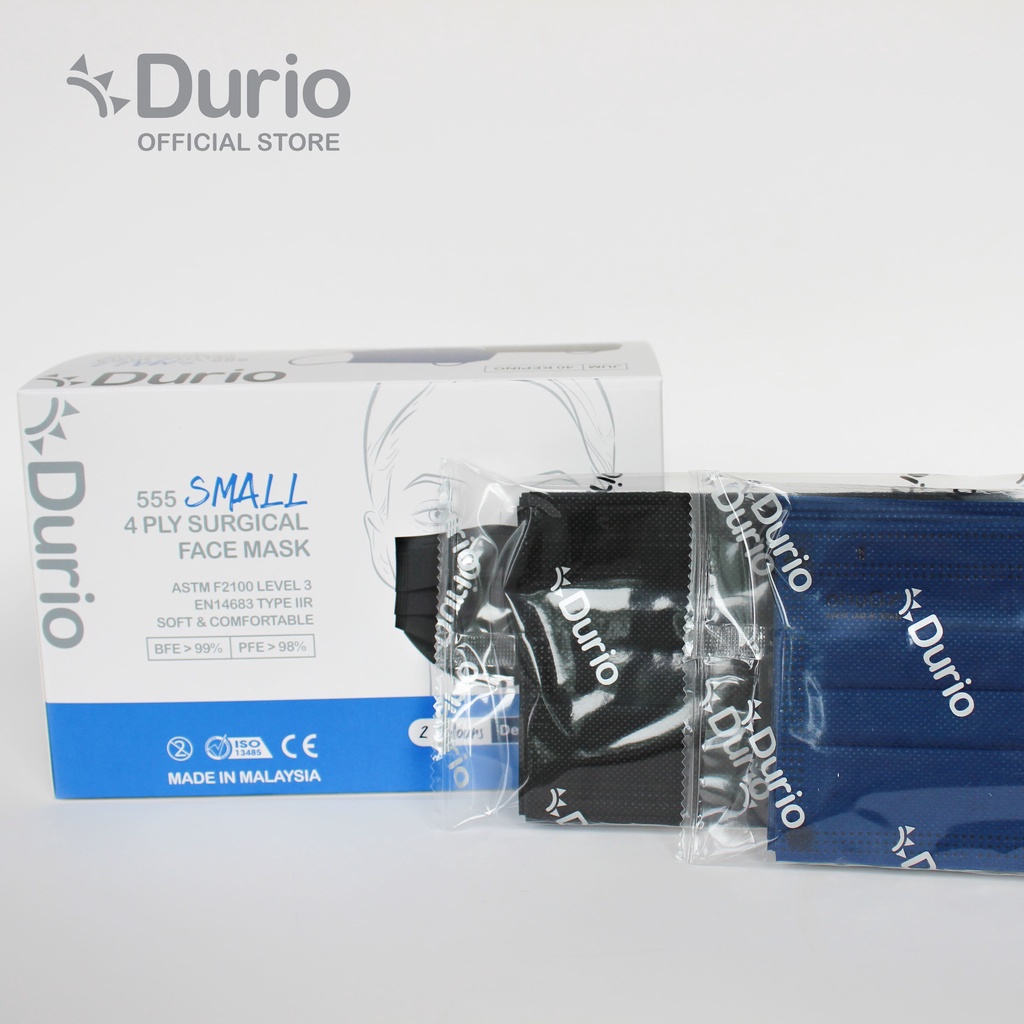 Durio 555 SMALL 4 Ply Surgical Face Mask - 40 pcs (For Smaller Face ...