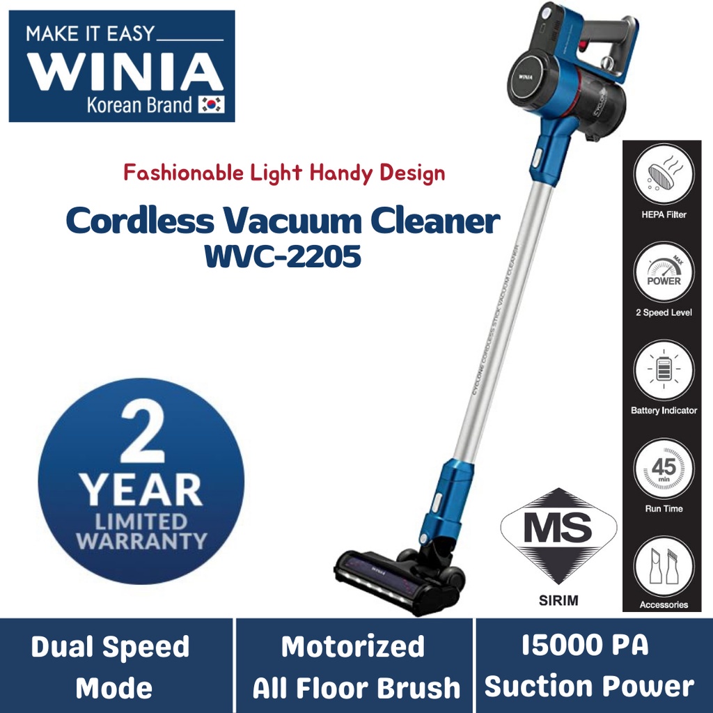 Winia Daewoo 21.6V Cordless Stick Vacuum Cleaner WVC-2205 | Shopee Malaysia