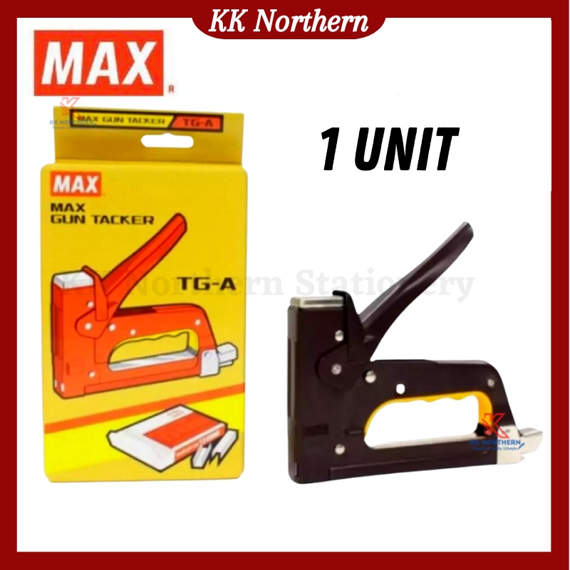 MAX Gun Tacker Black Steel Stapler Gun Heavy Duty Big Hand Stapler Nail ...