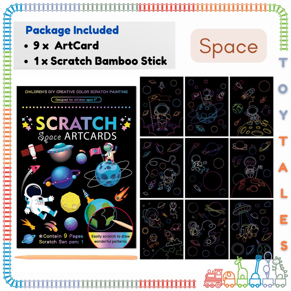 Kids Scratch Art Cards [9pcs per Set] Montessori Craft Child Colouring ...