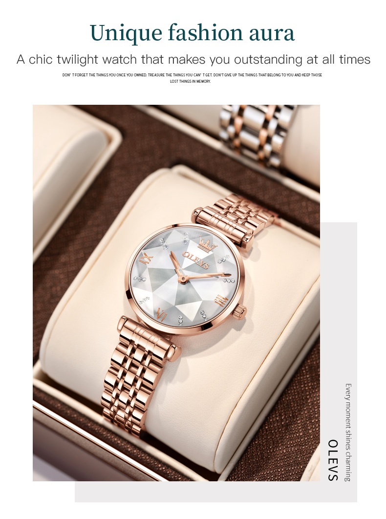 OLEVS Jam Tangan Perempuan Murah Original Rose Gold Steel Casual Watch ...