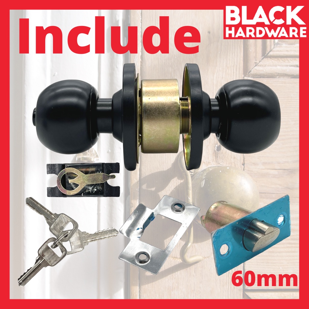 Black Hardware Heavy Duty Cylinder Door Toilet WC Lock Black Color ...