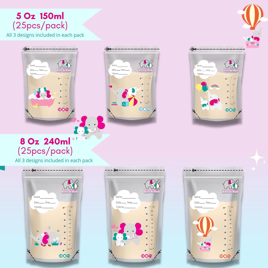 5oz/8oz Double Lock Breastmilk Storage Bag | Breast Milk | bag susu (1 ...