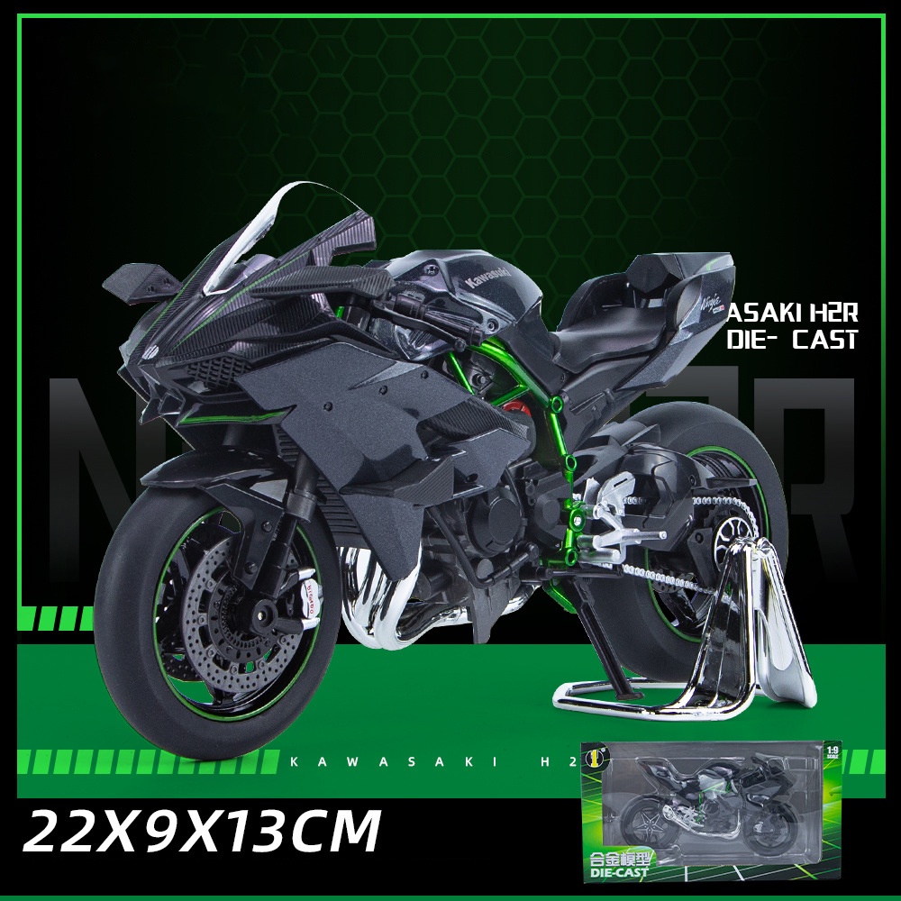 【RUM】1:9 Scale Kawasaki H2R Alloy Car Model Light & Sound Effect ...