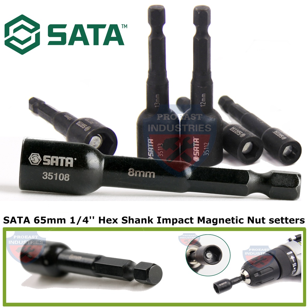 SATA ( 8mm 10mm 12mm ) x 65mm 1/4'' Hex Shank Impact Magnetic Nut ...