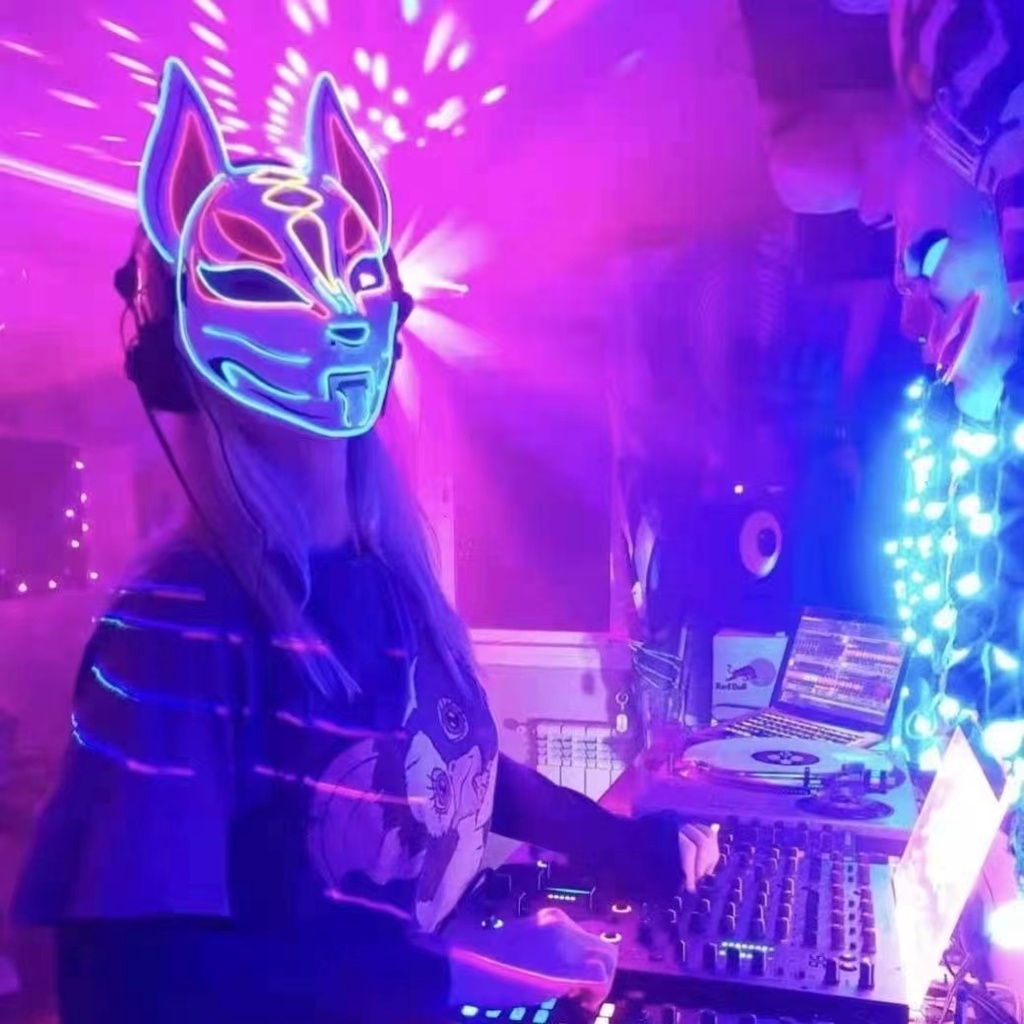 Fox Mask Light Up Drift Masks Wolf LED Colour Cosplay Glowing ...