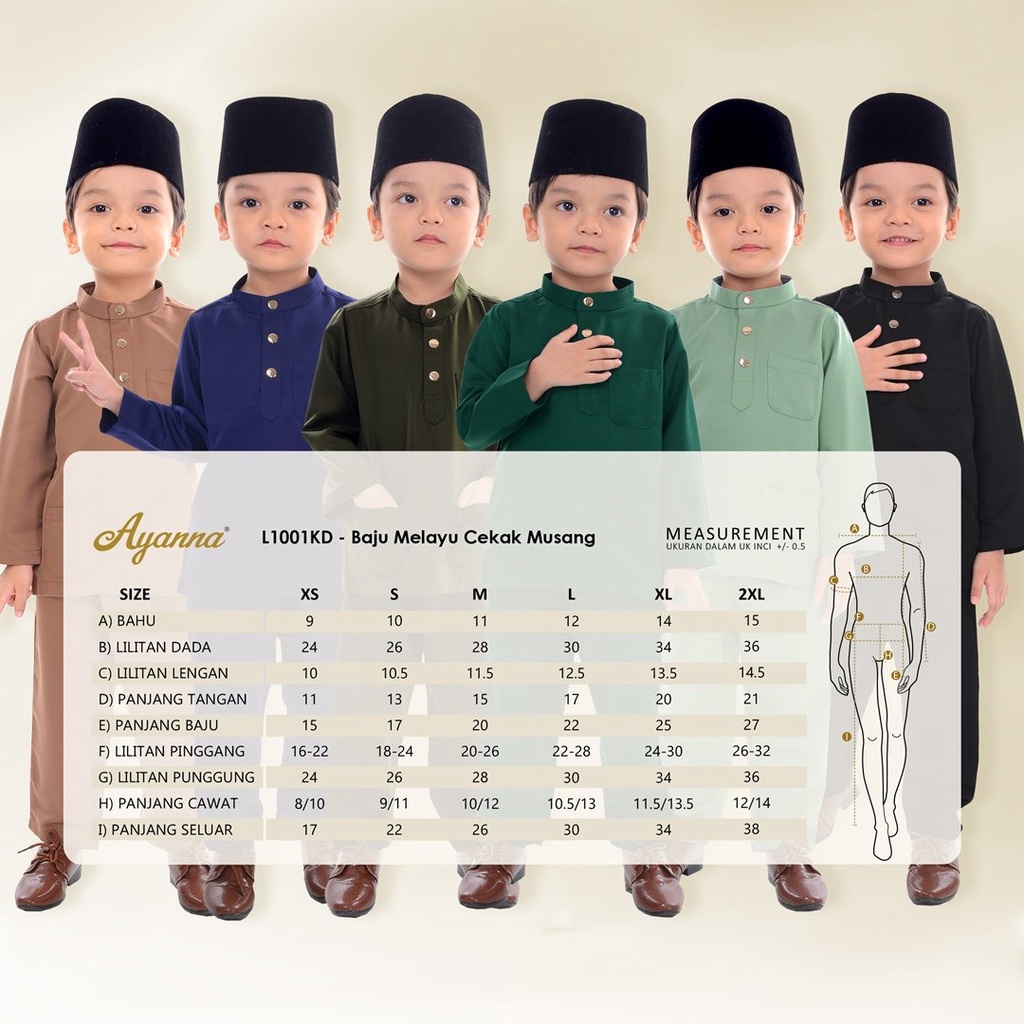 Baju Melayu Cekak Musang 1001 Raya 2023 XS-4XL Sedondon Ayah Anak ...