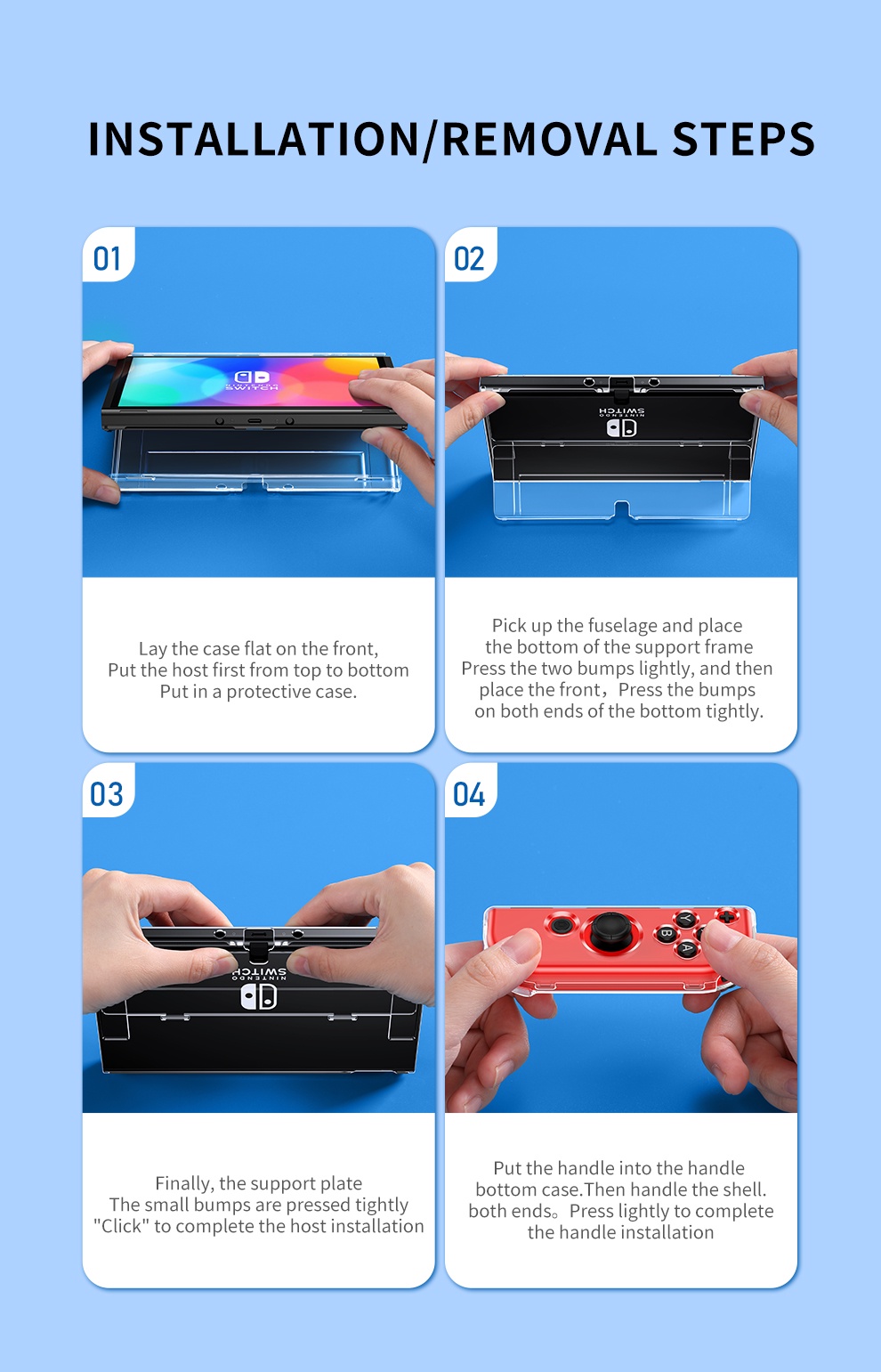 SmartDevil Transparent Protective Case For Nintendo Switch OLED Ultra-thin Split PC Material ...