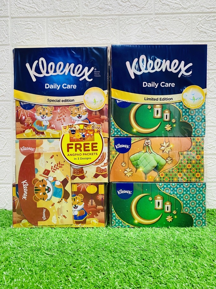 TWIN PACK KLEENEX DAILY CARE FACIAL TISSUES [2PACKS x 4BOXS x 150'S x ...