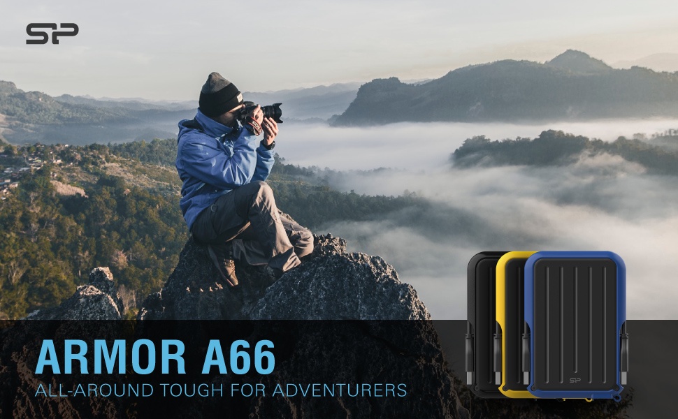 Silicon Power Armor A66 External Hard Drive USB3.2-Black/Blue/Yellow ...