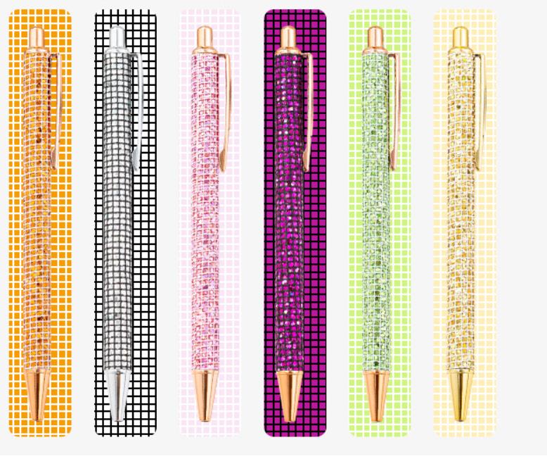 Glitter Metal Retractable Pen Rose Gold Ballpoint Pens Glitter Colorful ...