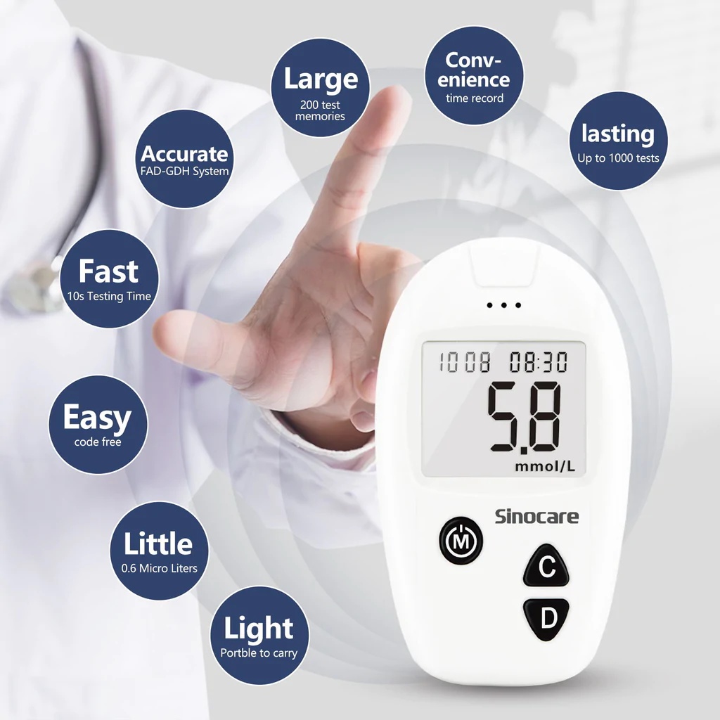 【KKM LULUS】Sinocare Safe Accu Blood Glucose Glucometer BSP Mesin Cek ...