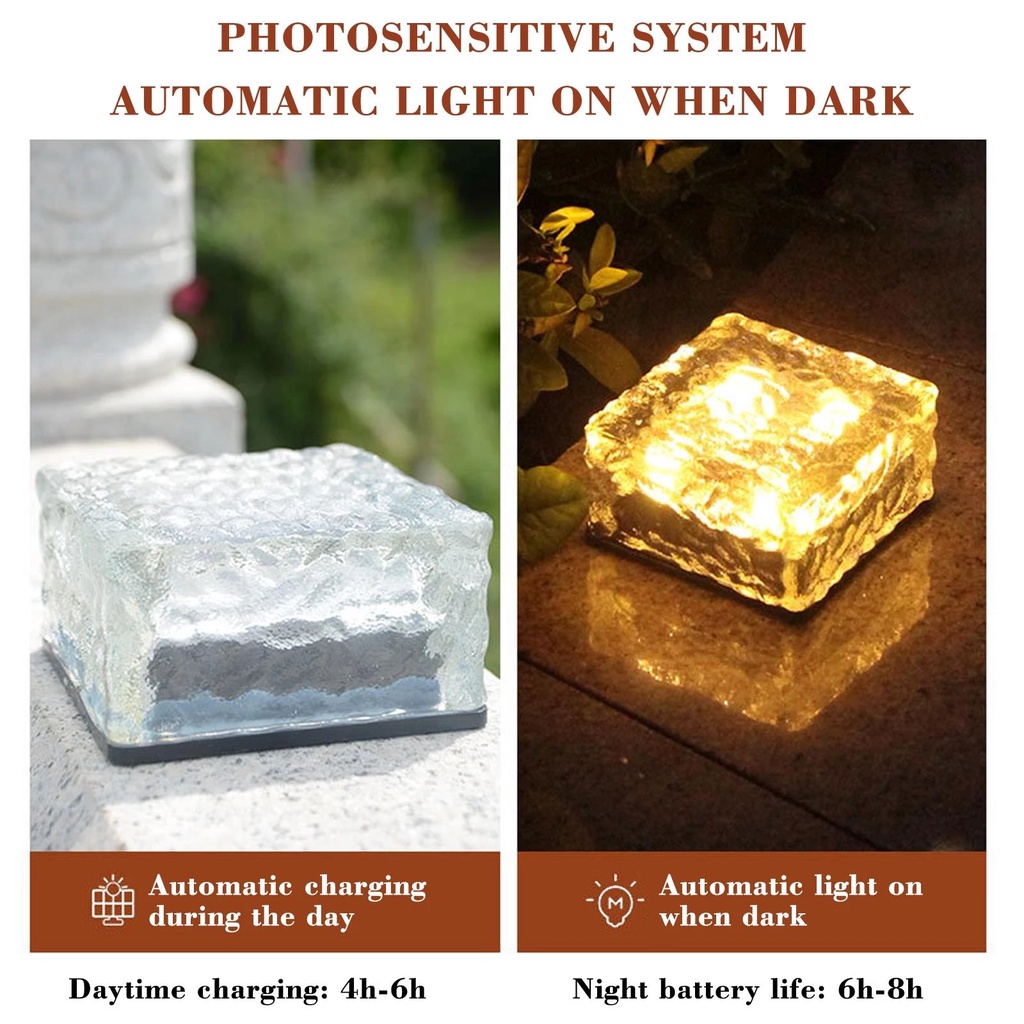 LED Solar Light Outdoor Lighting Solar Ice Stone Cube Light Crystal ...