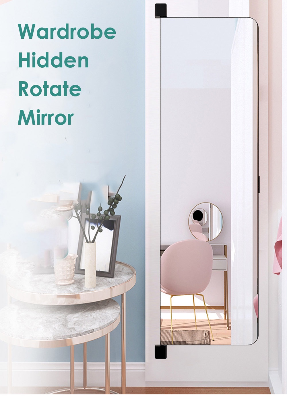 Mirror 008 Wardrobe Hidden Mirror Built-in Rotating Hidden Full-length ...