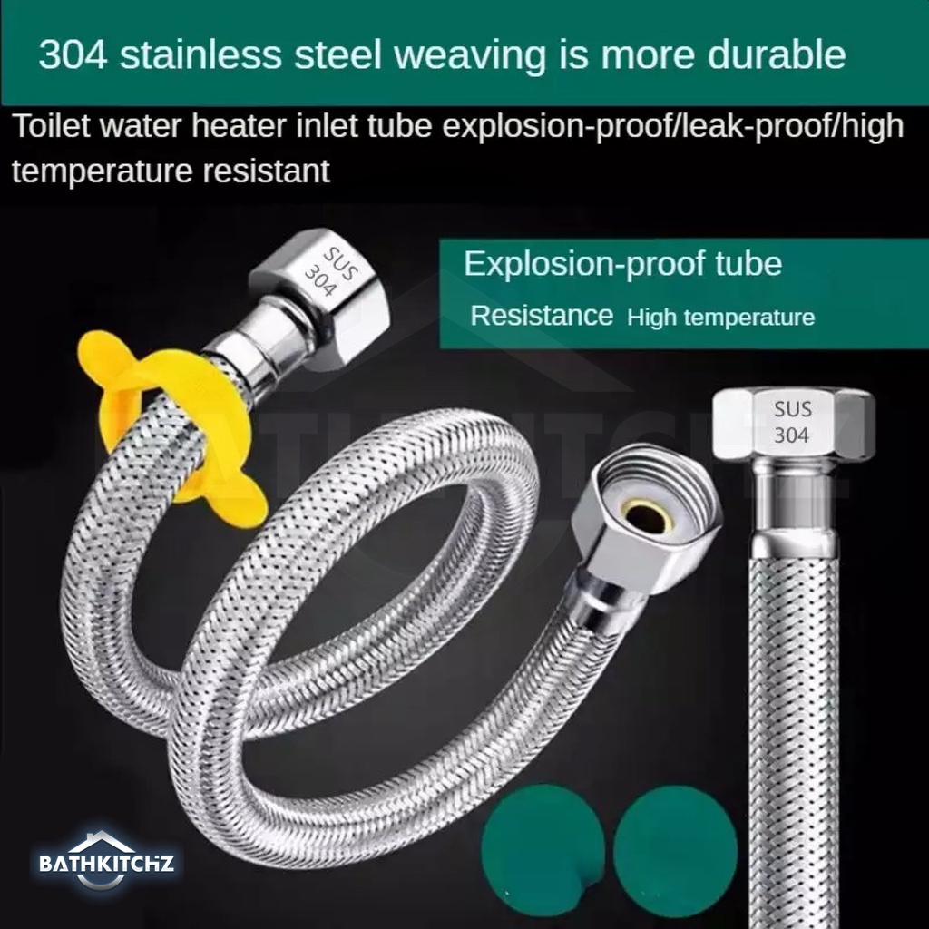 BATHKITCHZ 30-80cm High Pressure Flexible Hose Pipe SUS 304 Standard ...