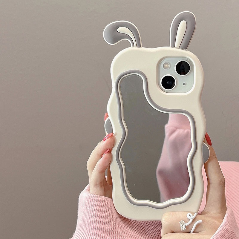 Cute 3D Rabbit Mirror Case Vivo V23 V23E 5G V21 4G 5G V20 Pro Y19 Y91C Y91i V11 Pro Y11 Y12 Y13 ...