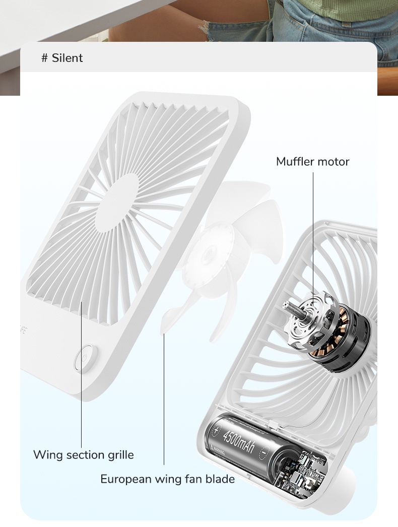 JISULIFE Mini Table Fan USB Rechargeable Portable Desk Fan Silent ...