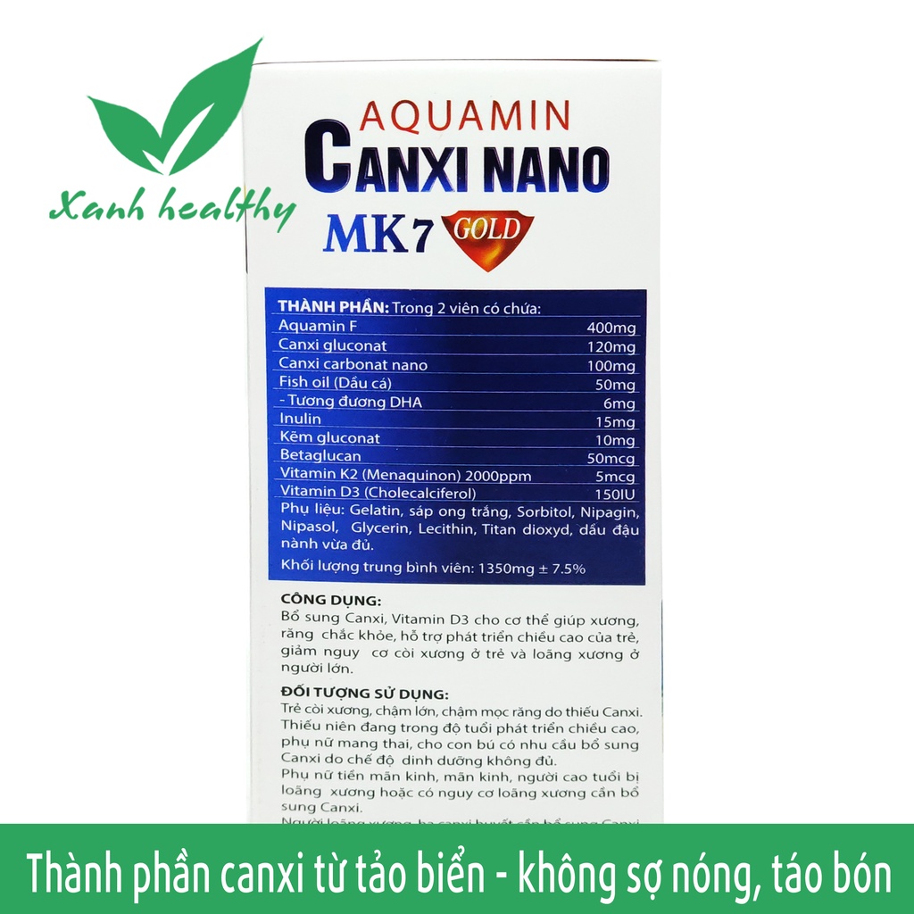 Aquamin Calcium nano Mk7 Gold pills - increase height, prevent ...