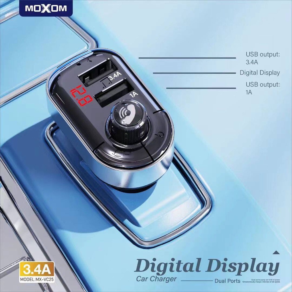 Original Moxom MX-VC25 Wireless MUSIC Dual Ports Car MP3 Player Charger ...