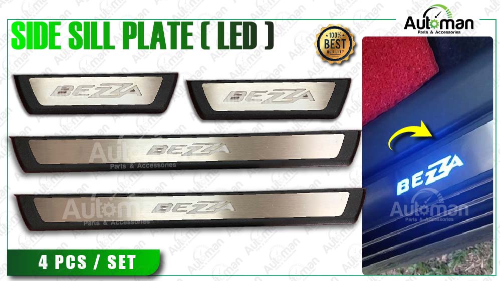 Perodua Bezza LED Door Side Sill Step Plates Stainless Led Blue Plates ...