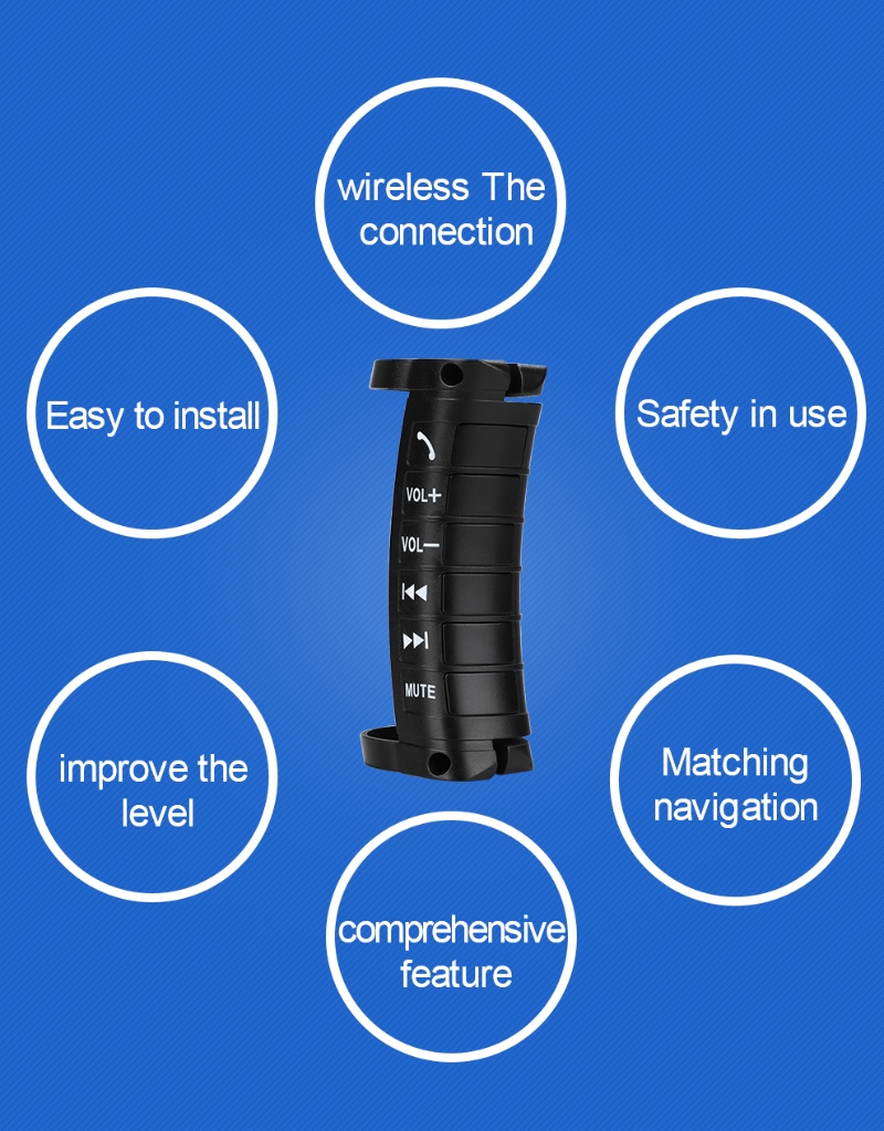 ★6-Key SWC★ Universal Remote Control Car Steering Wheel Button Wireless ...