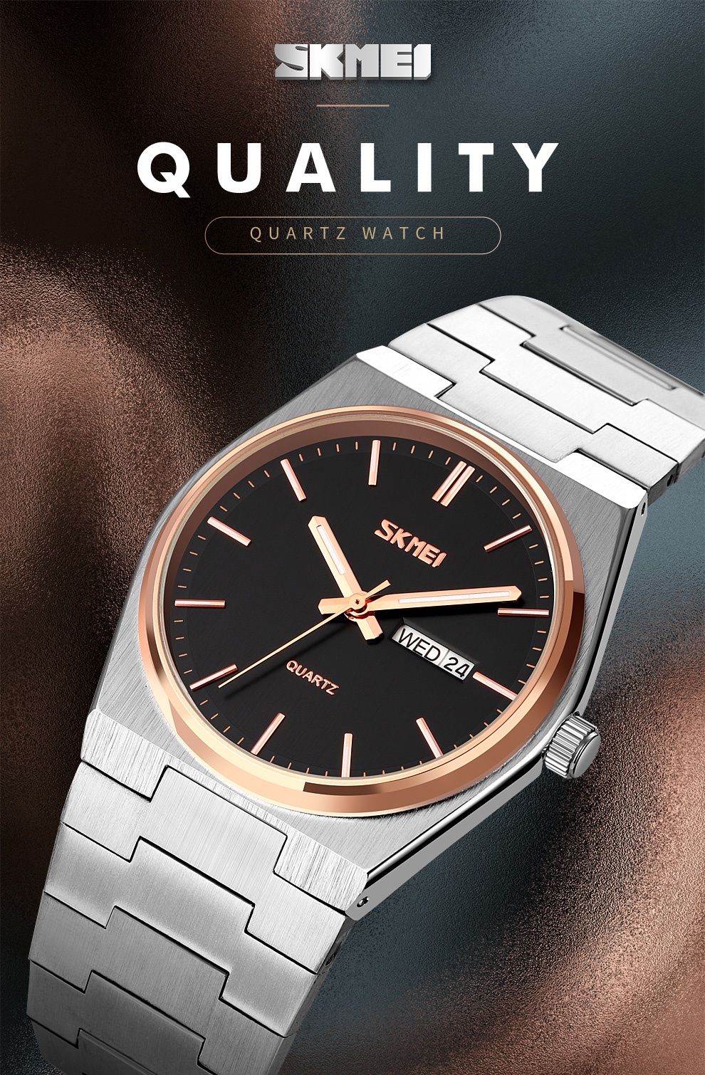 SKMEI Brand Japan Quartz Movement Men's Watch Luxury Business Stainless ...