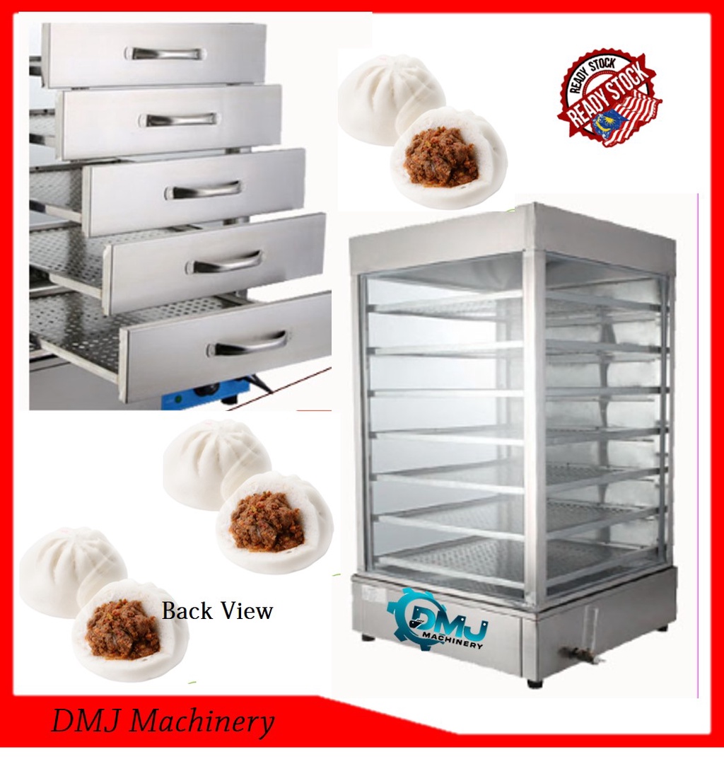 Stainless Steel Electric Pau Bun Steamer Machine Stove 5 & 6 Rack Rak ...