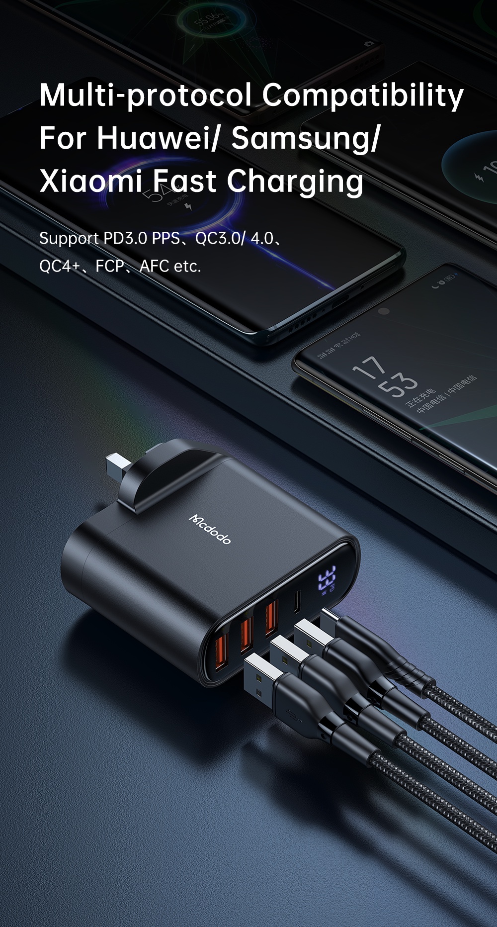 Mcdodo 33W USB+PD 4-port Travel Charger For iP 14 Pro Max 13 12 11 Xr 8 ...