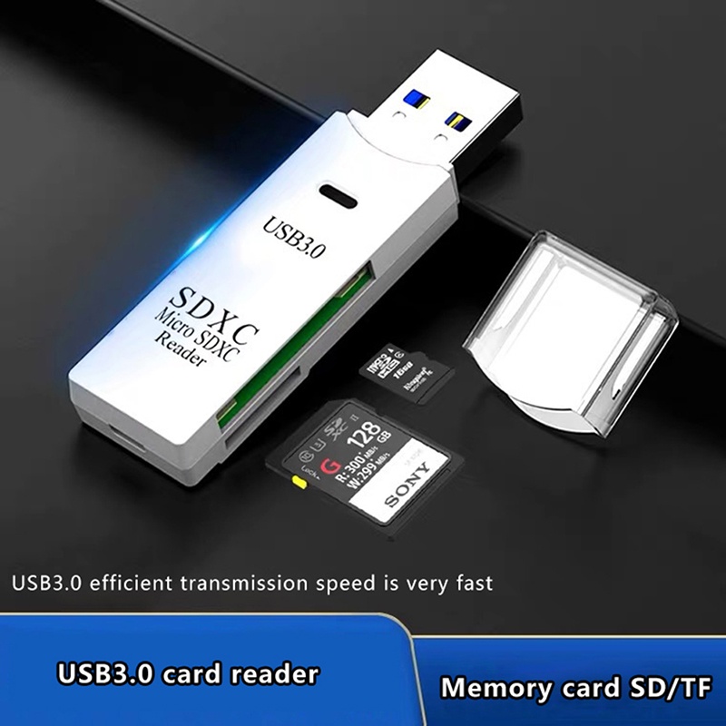 2-IN-1 USB 3.0 Card Reader Flash Smart Memory Card 2 Slots For TF SD ...