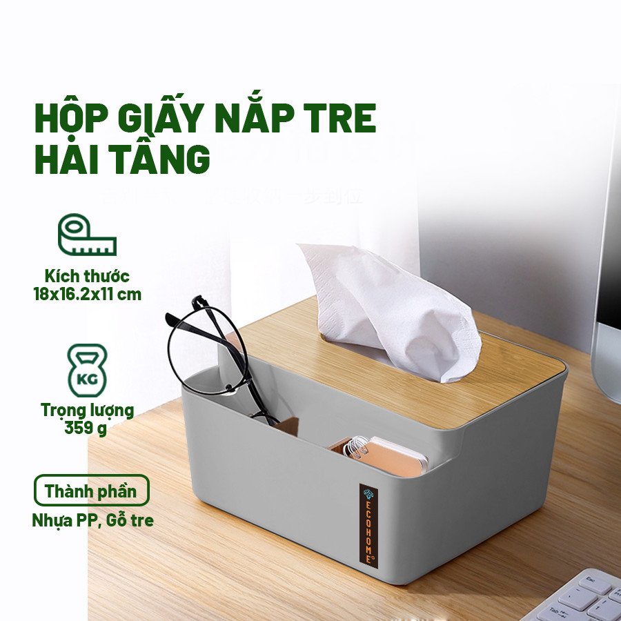Ecohome Saigoncook Bamboo Wood 3 Tidy Tissue Box | Shopee Malaysia